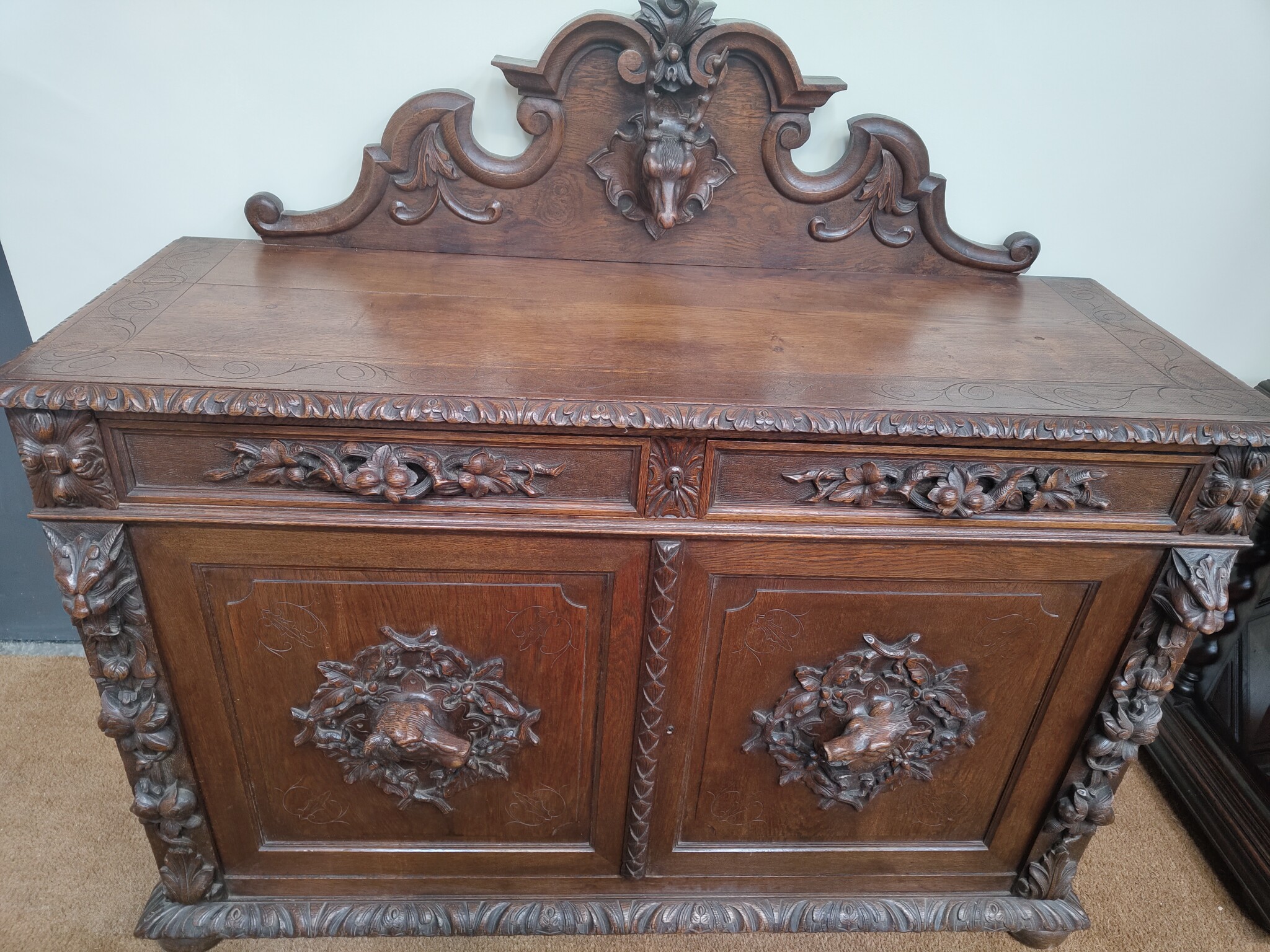 Antique Hunt Buffet / Sideboard